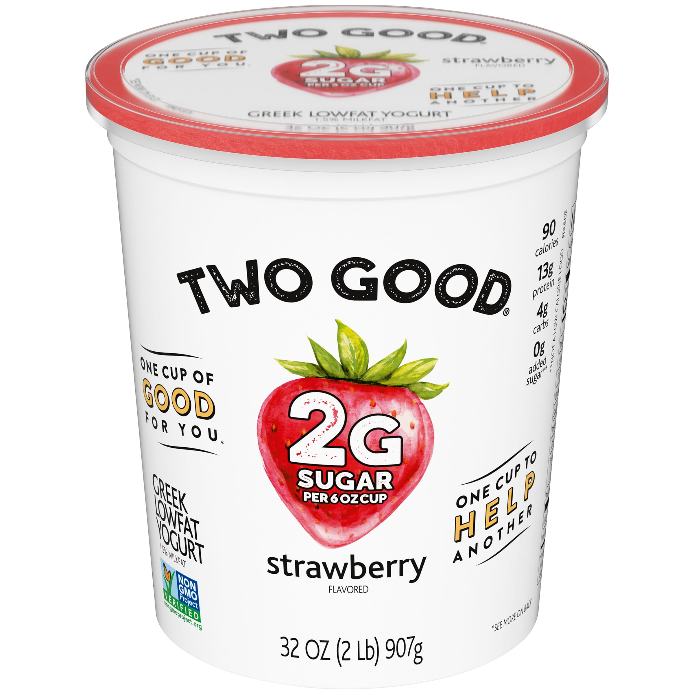 Two Good Strawberry Low Fat Lower Sugar Gluten Free Greek Yogurt, 32 Oz