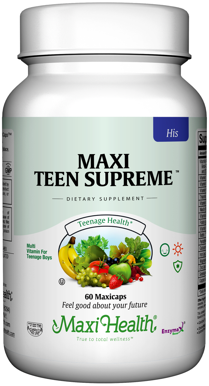 Maxi Health Teen Supreme Multivitamin Formula Supplement Capsules, His ...