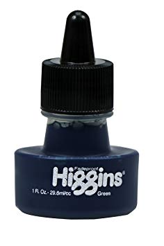 Higgins Dye-Based Drawing Ink – 1 oz, Green, Non-Waterproof, Dye-Based Ink