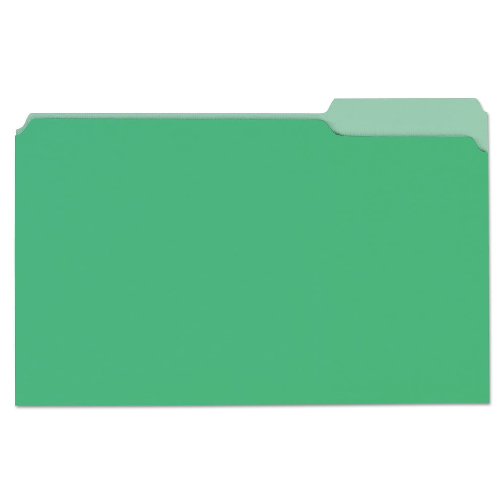 1/3 Cut Tab Legal Size Deluxe Colored Top Tab File Folders – Green ...