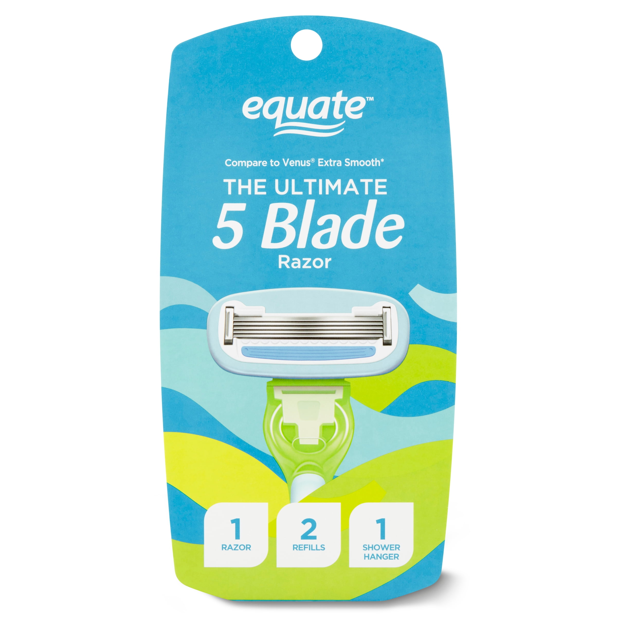 Equate Women’s 5 Blade Razor Handle and 2 Razor Cartridges