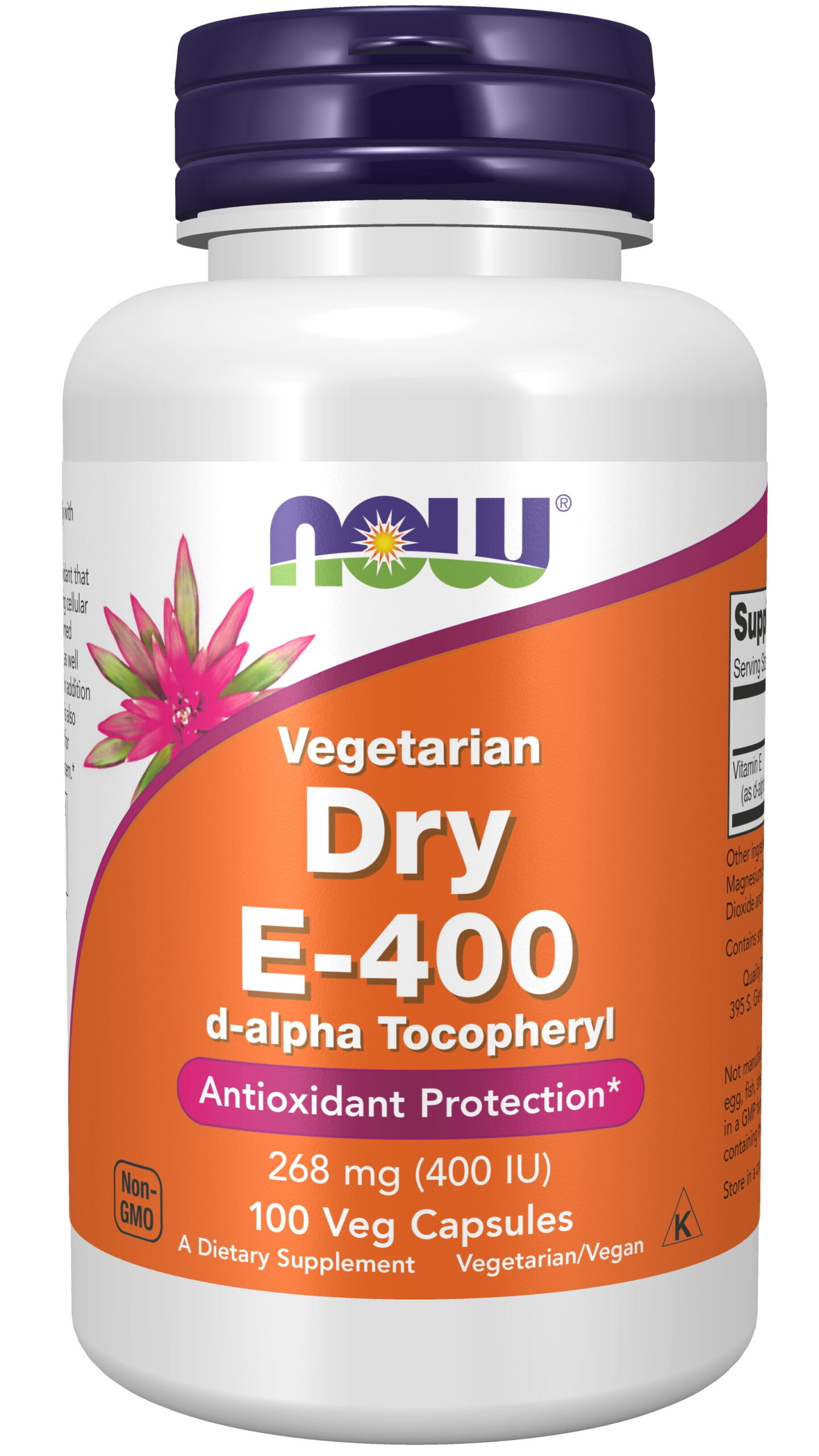 NOW Supplements, Vitamin E-400 IU D-Alpha Tocopheryl, Dry, Antioxidant ...