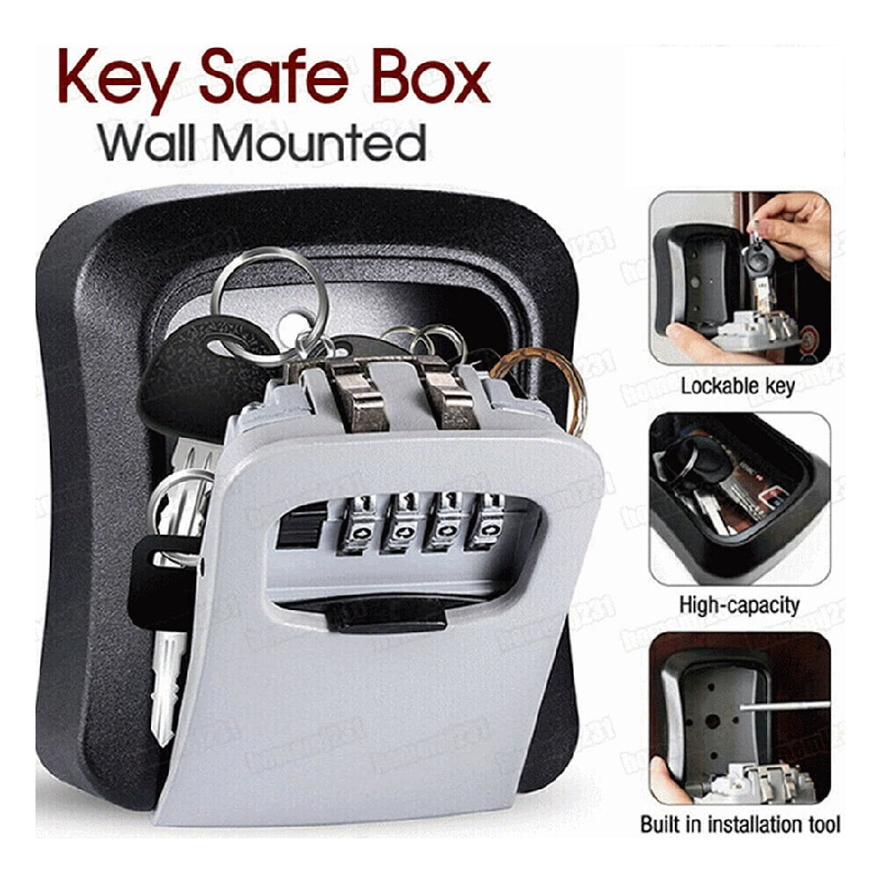 4 Digit Key Safe Lock Box Combination Wall Mount Security Storage Case ...